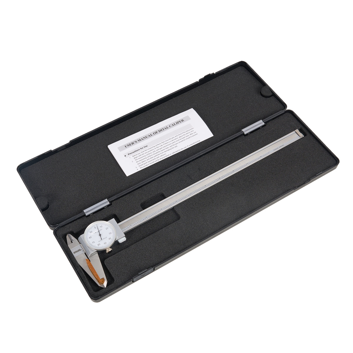 12 in Dial Caliper: Inch Measurement, $\pm$0.001 in Accuracy, Black Canyon