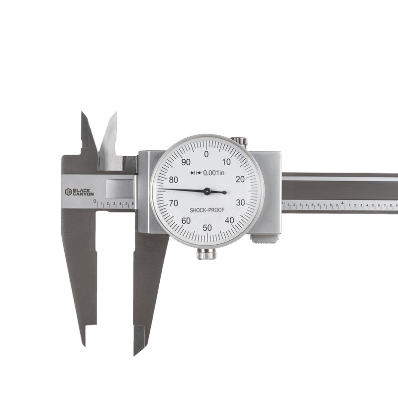 12 in Dial Caliper: Inch Measurement, $\pm$0.001 in Accuracy, Black Canyon