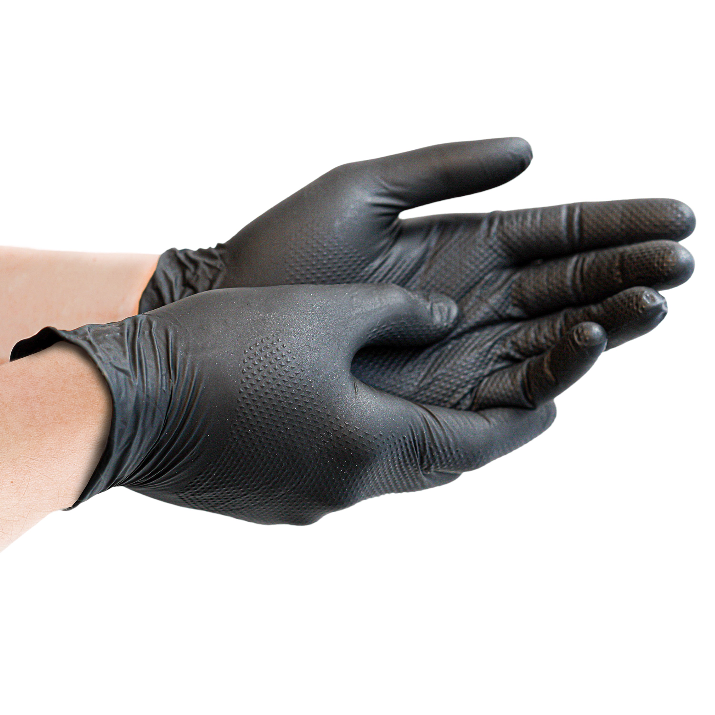 Disposable Nitrile Gloves, 6 mil, XL/10, Diamond, Black, Olympia