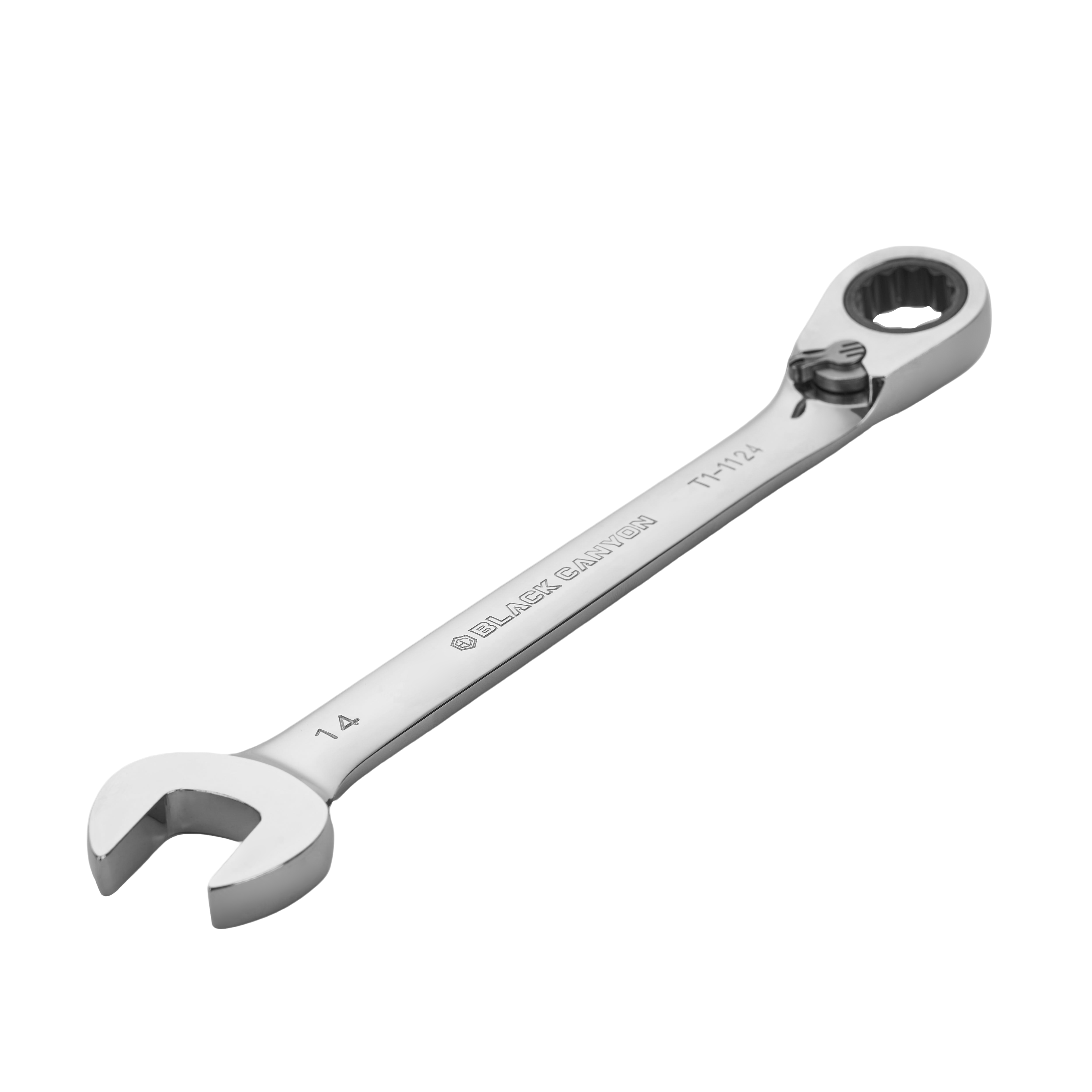 Ratcheting Combination Wrench, 14mm, 12-Point Box End, Black Canyon