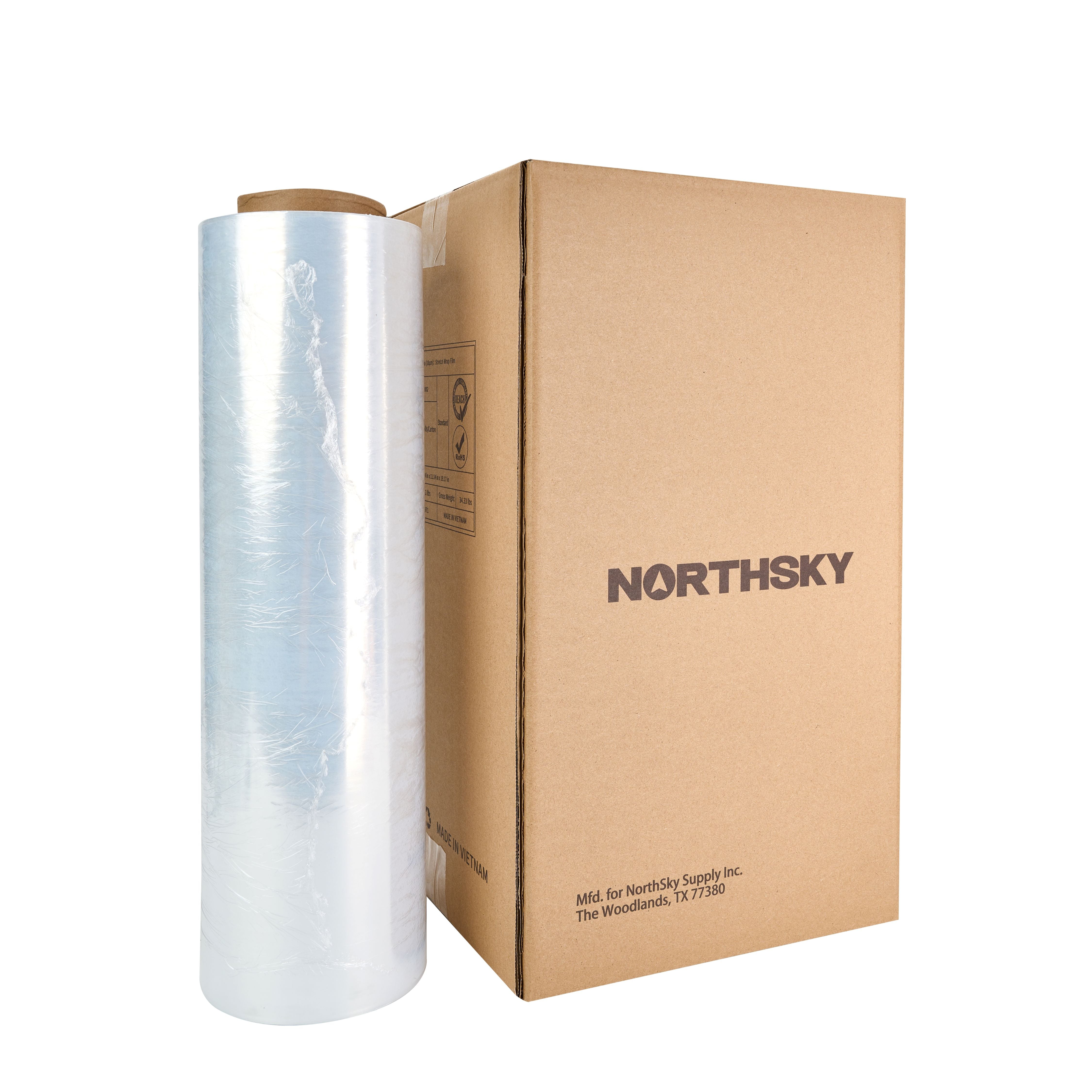 4 Rolls 18"x1500' 90 Gauge Cast Stretch Wrap Film (LLDPE)